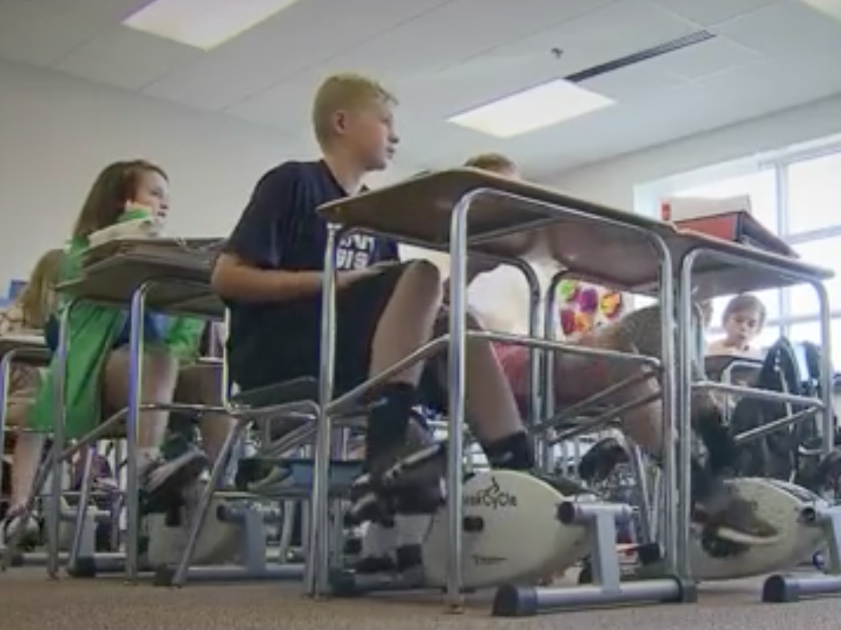 Teacher Installs Cycling Machines Under Students' Desks to Help Them ...