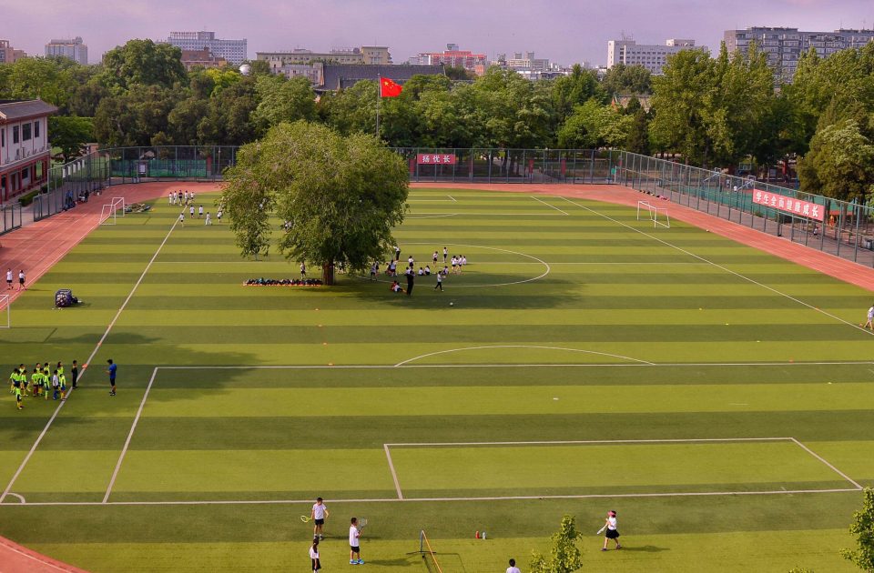 Chinese School's Football Field Has a Tree Growing in the Middle of It