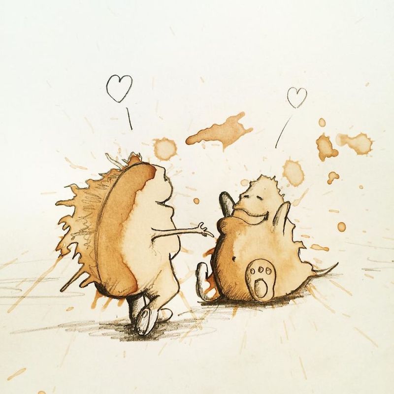 Artist Turns Random Coffee Stains into Adorable Coffee Monsters