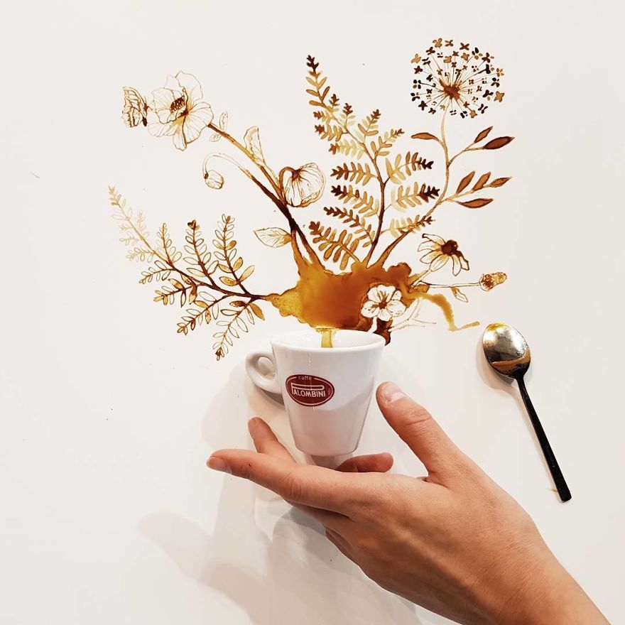 Italian Artist Turns Spilled Coffee Into Art