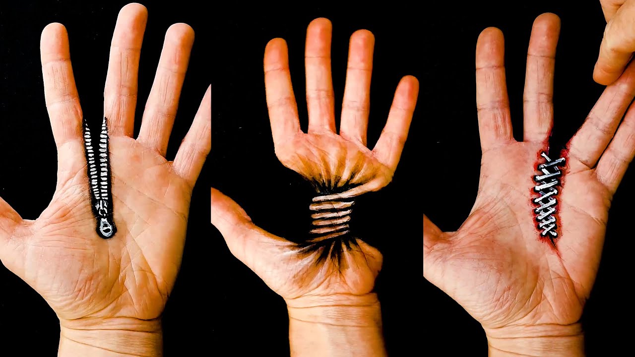 Talented Artist Uses Right Hand to Turn Her Left hand Into Optical ...