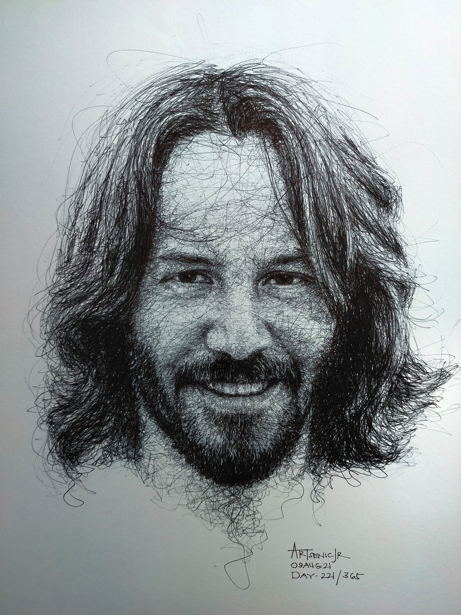 Self-Taught Artist Uses Scribbling to Create Detailed Celebrity Portraits