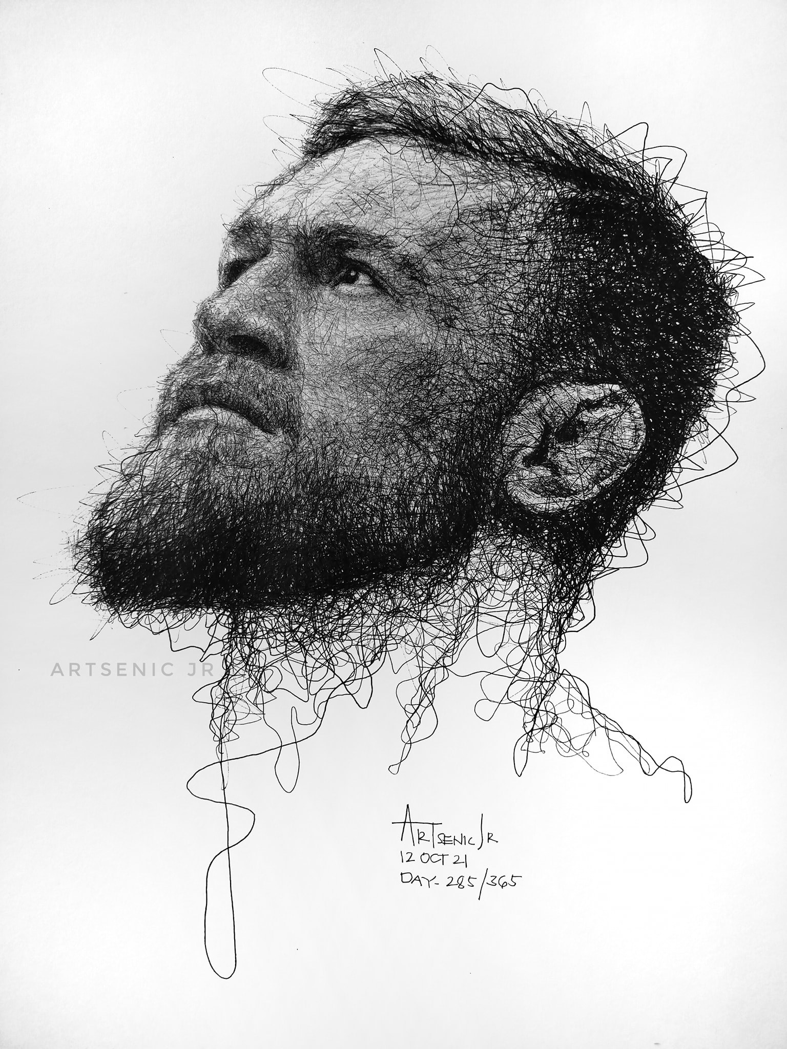 Self-Taught Artist Uses Scribbling to Create Detailed Celebrity Portraits