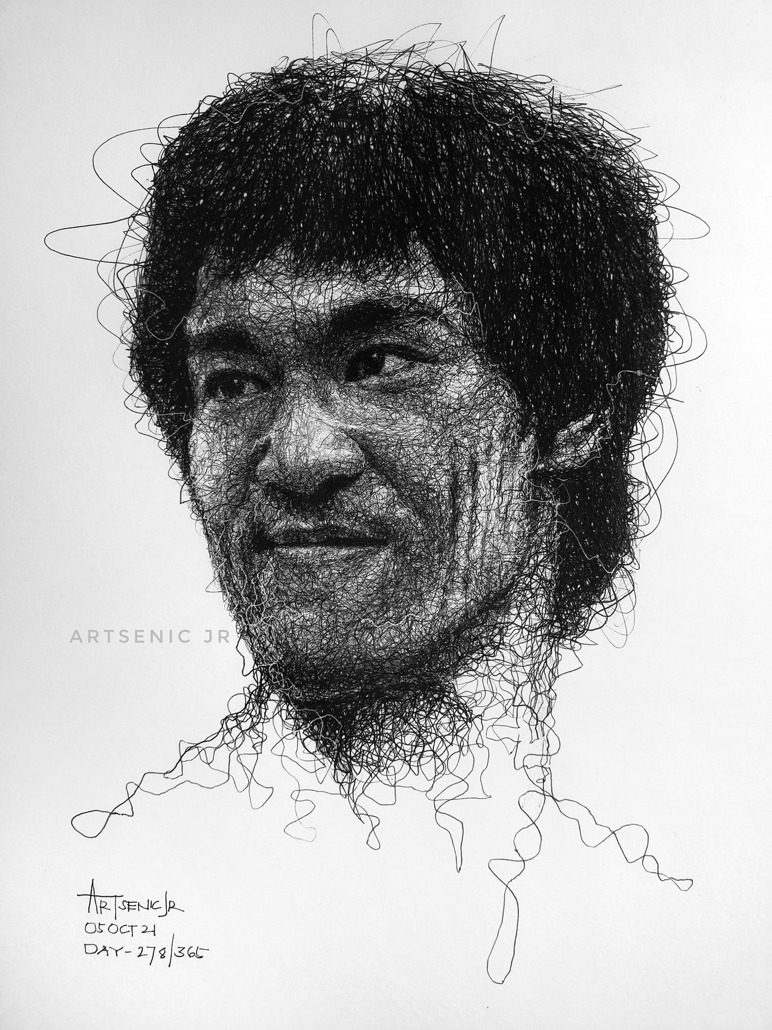 Self-Taught Artist Uses Scribbling to Create Detailed Celebrity Portraits