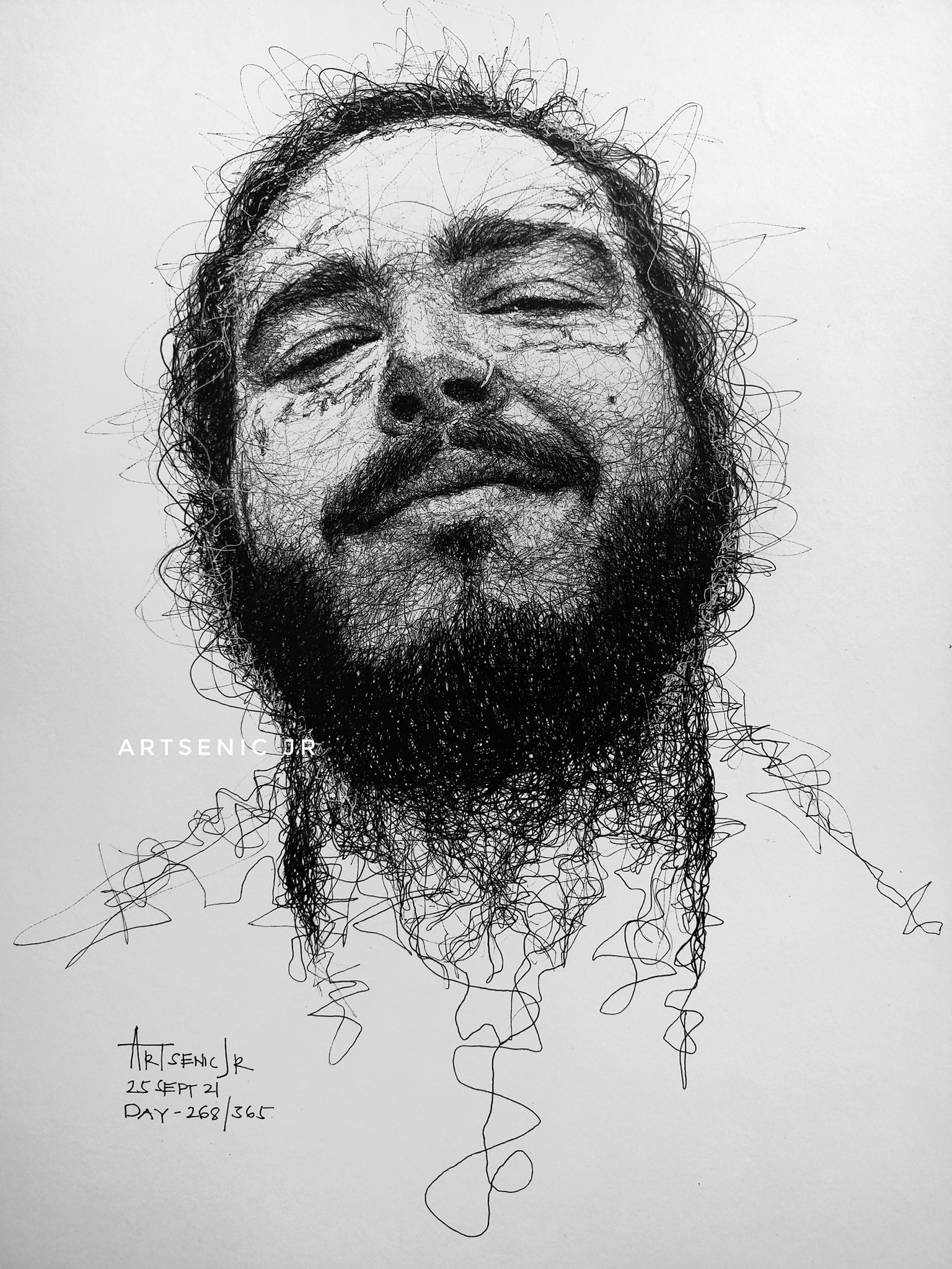 Self-Taught Artist Uses Scribbling to Create Detailed Celebrity Portraits