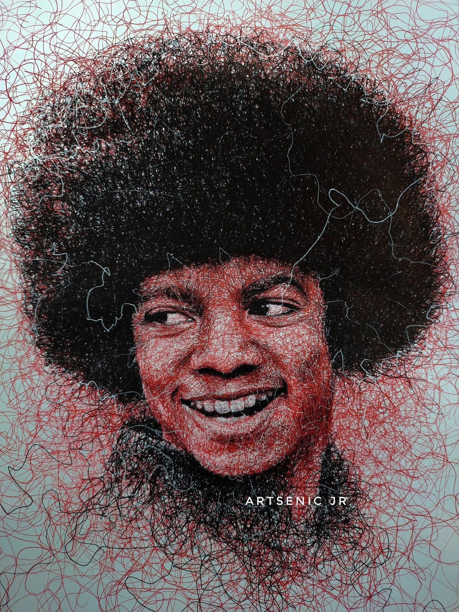 Self-Taught Artist Uses Scribbling to Create Detailed Celebrity Portraits