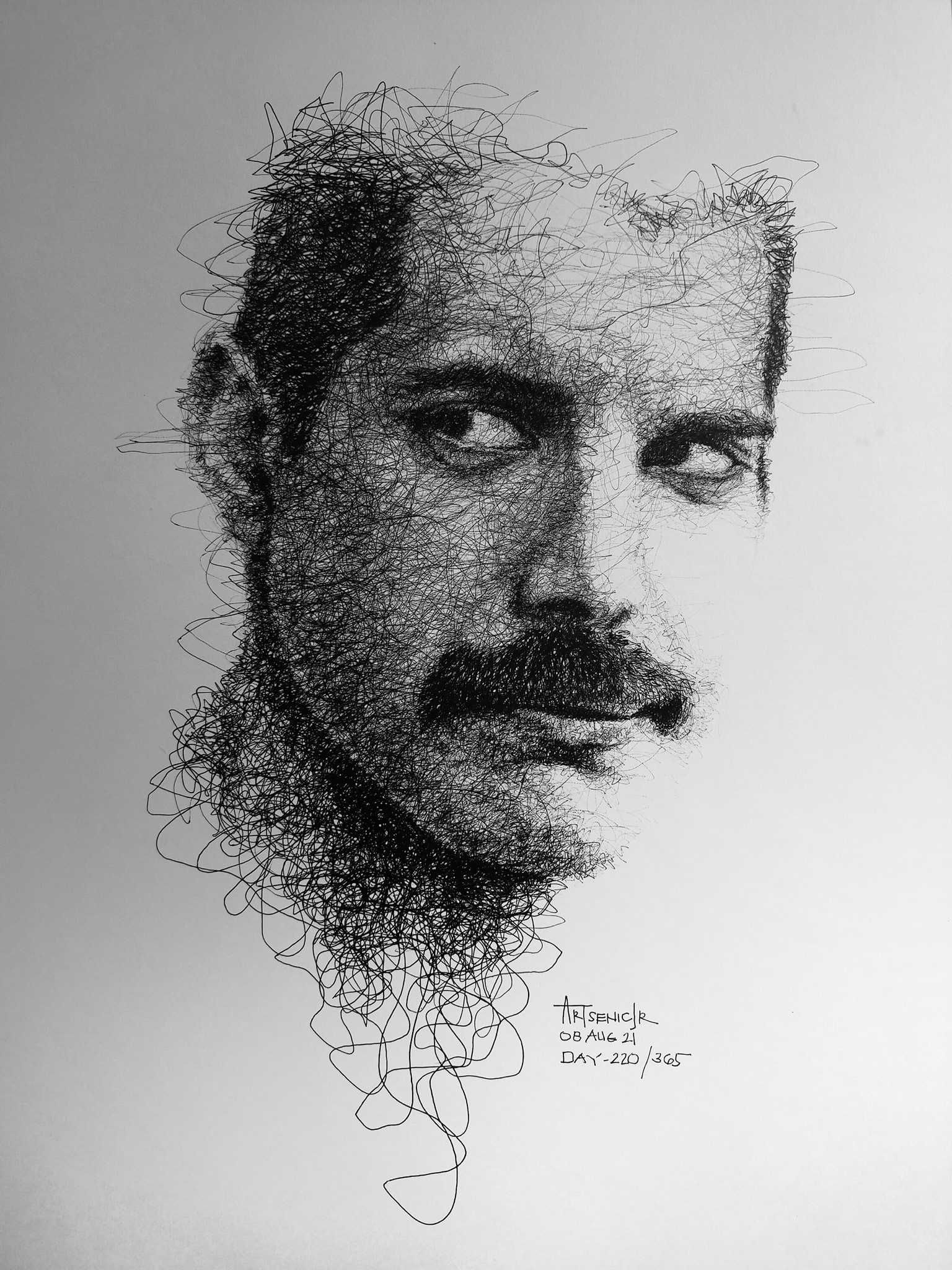 Self-Taught Artist Uses Scribbling to Create Detailed Celebrity Portraits