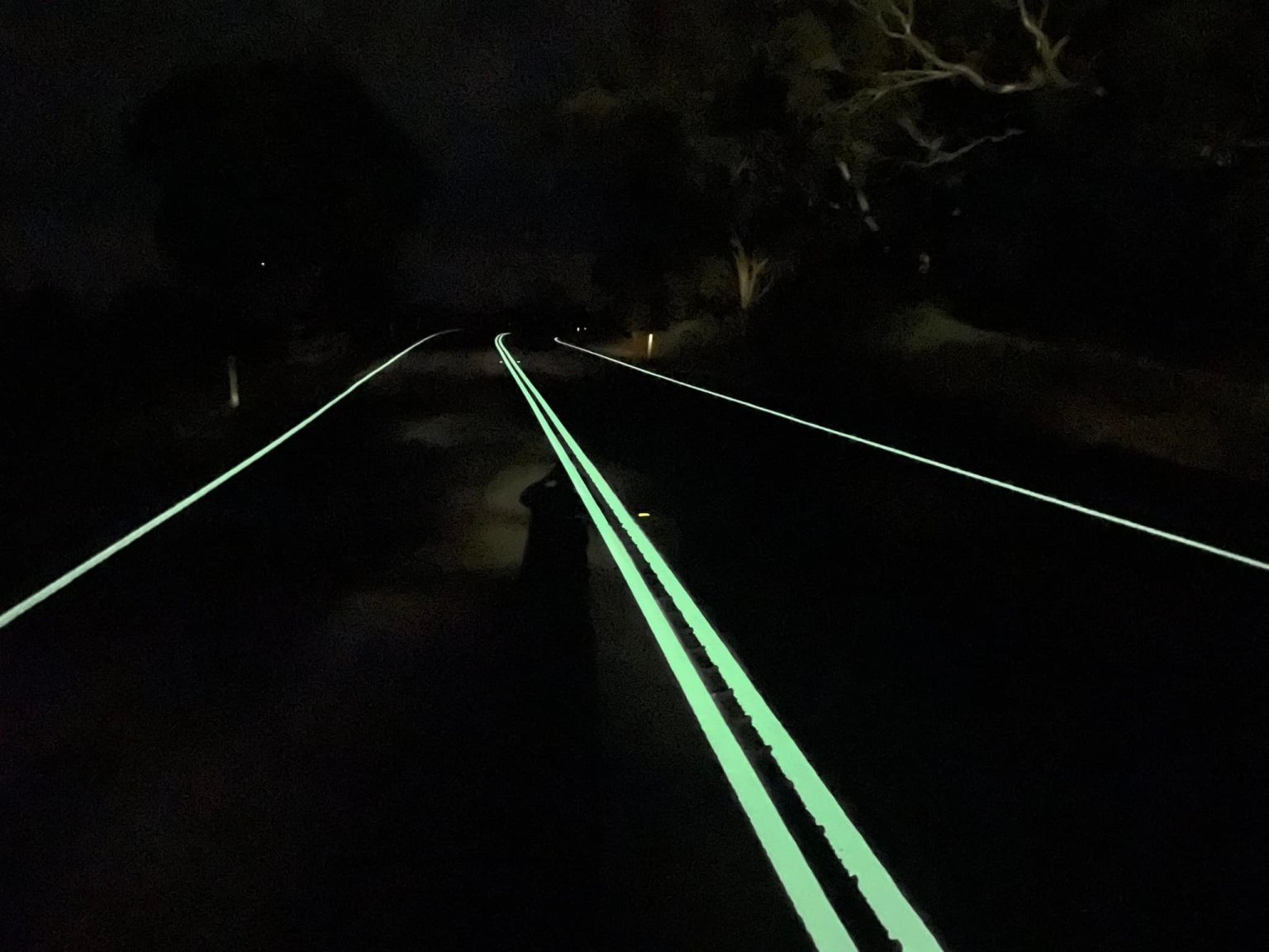 Glow-in-the-Dark Road Lines Make Driving Feel Like the Movie TRON